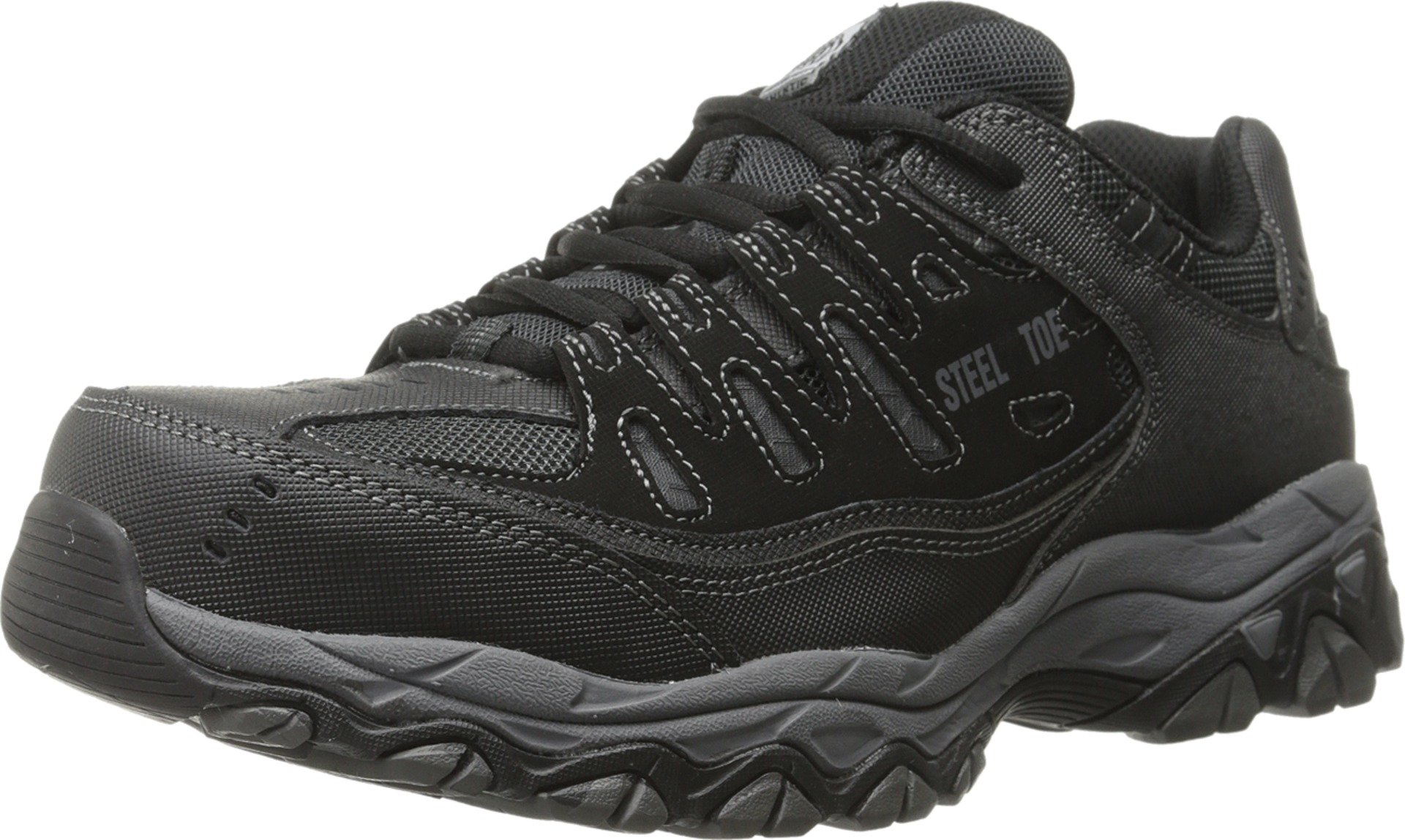 Skechers Men's Cankton Steel Toe Construction Shoe, Black/Charcoal, 10 Wide