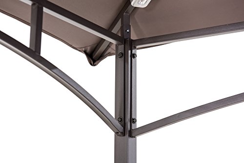 Coen L-GG001PST-F 8' X 5' Soft Top Brown Double Tiered Canopy 4Pcs Led Gazebo Grill