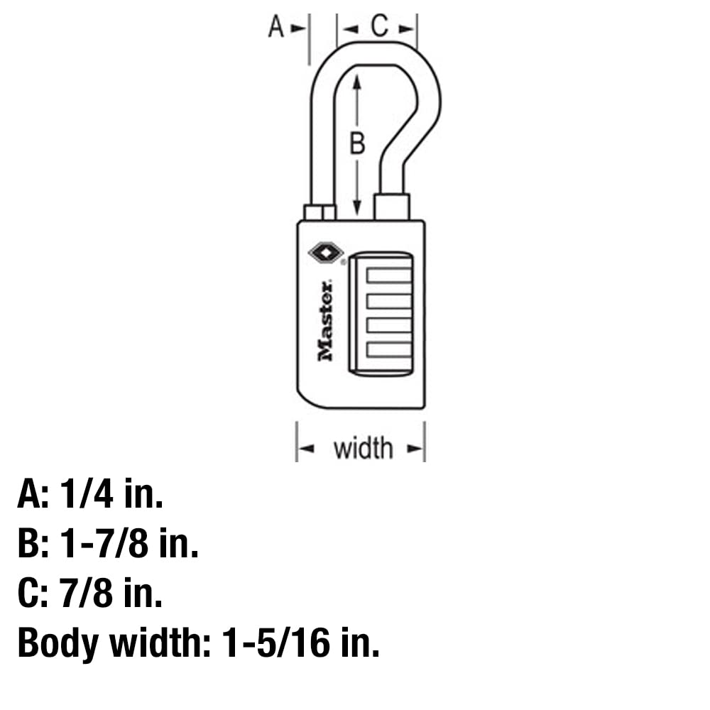 Master Lock Padlock, Set Your Own Combination TSA Accepted Luggage Lock, 1-5/16 in. Wide, 4696D , Black