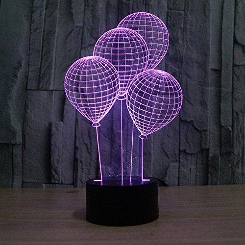MOLLY HIESON 3D Balloon Ball Night Light Table Desk Optical Illusion Lamps 7 Color Changing Lights LED Table Lamp Xmas Home Love Birthday Children Kids Decor Toy Gift