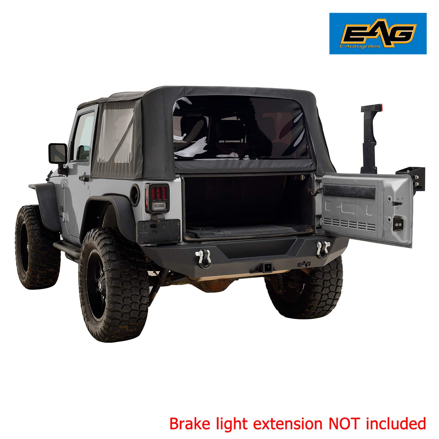 EAG Rear Bumper with Tire Carrier Linkage 2" Hitch Receiver Offroad Fit for 2007-2018 Wrangler JK