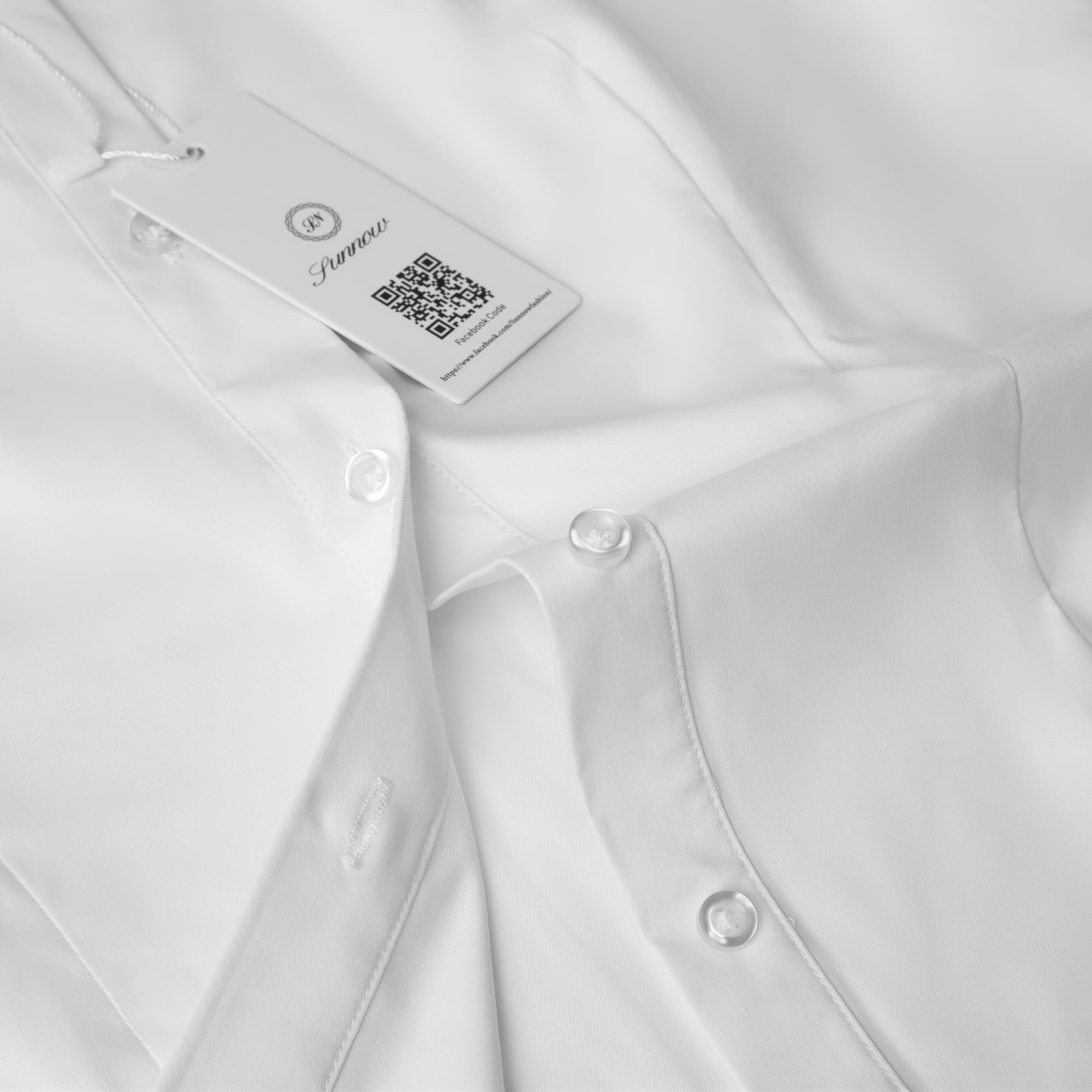 SUNNOW Womens Button Down Shirts Tailored Short Sleeve Shirt Basic Simple Stretch Wrinkle Free Formal Work Blouses White