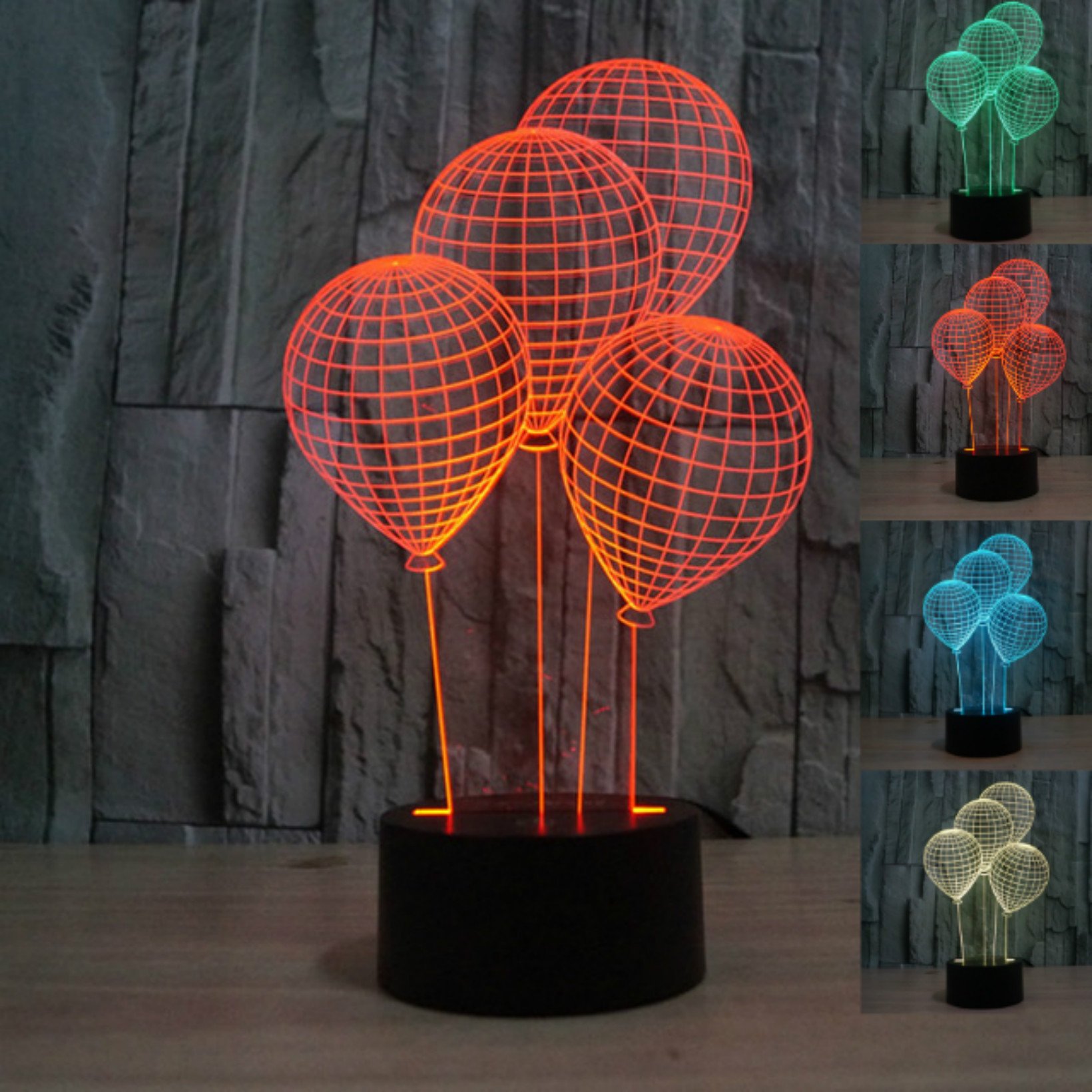 MOLLY HIESON 3D Balloon Ball Night Light Table Desk Optical Illusion Lamps 7 Color Changing Lights LED Table Lamp Xmas Home Love Birthday Children Kids Decor Toy Gift
