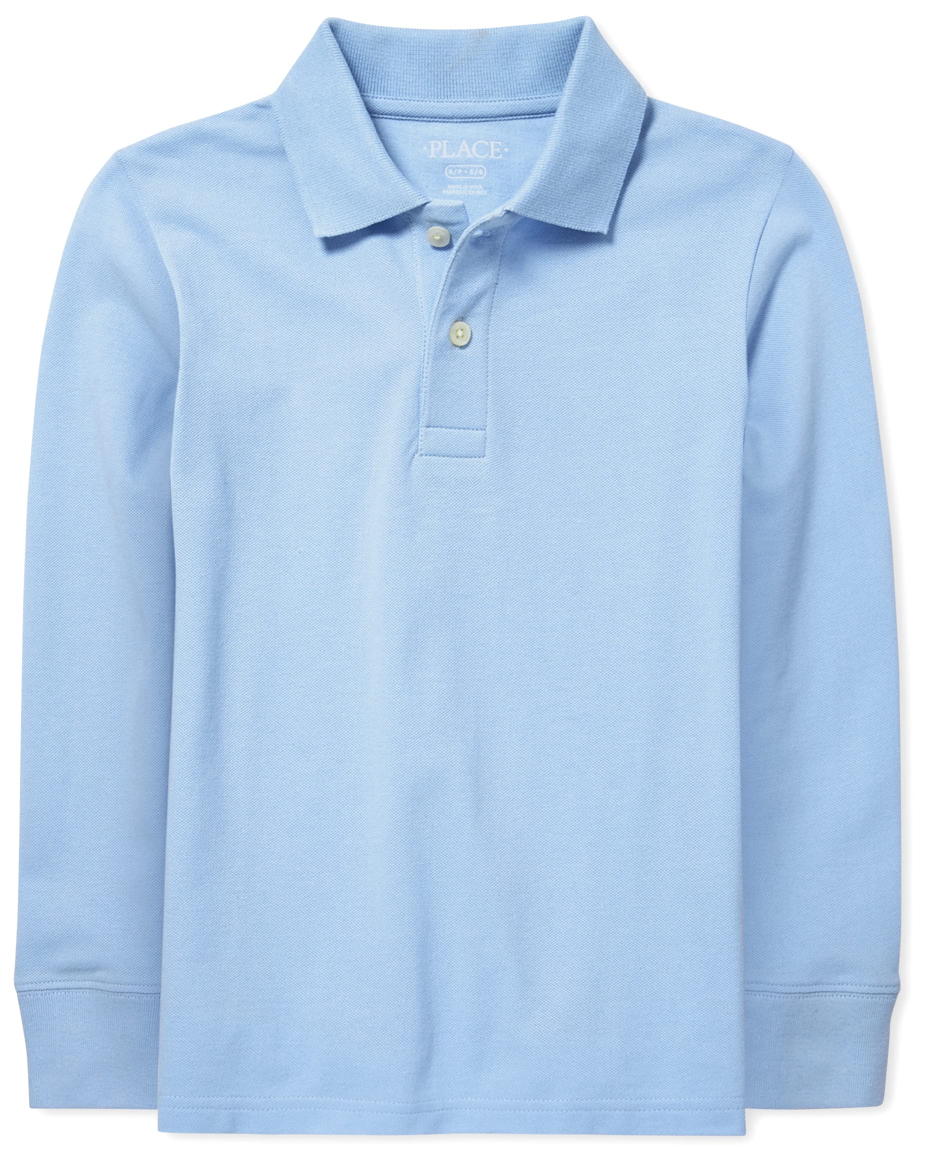 The Children's Place boys Single Long Sleeve Pique Polo, Brook, Small