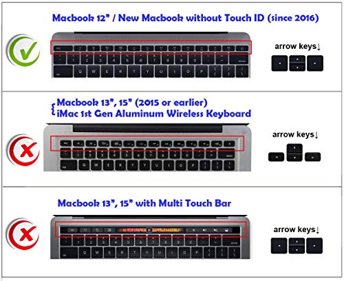 XSKN Shortcut MAC OS X Keyboard Skin Cover for Apple New MacBook Pro 13 (Model A1708, No Touch Bar) & Apple MacBook 12 (Model A1534) (US Layout)