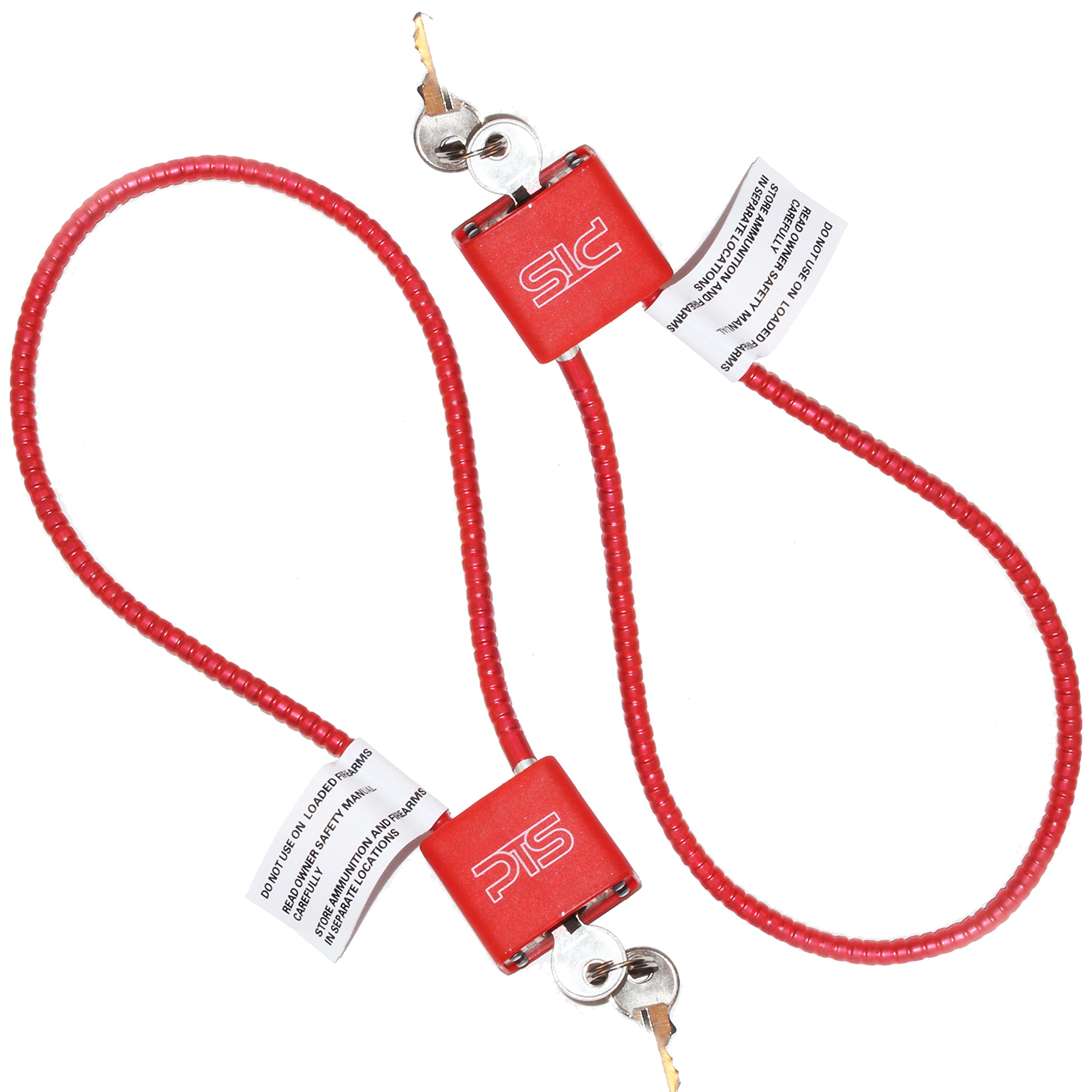 Premium Tactical Supply Cable Gun Lock with Key (15") - Keyed Alike - California Approved Safety Device - Secures Pistol, Rifle, Shotgun, Revolver, and Other Firearm Types (2 Pack)