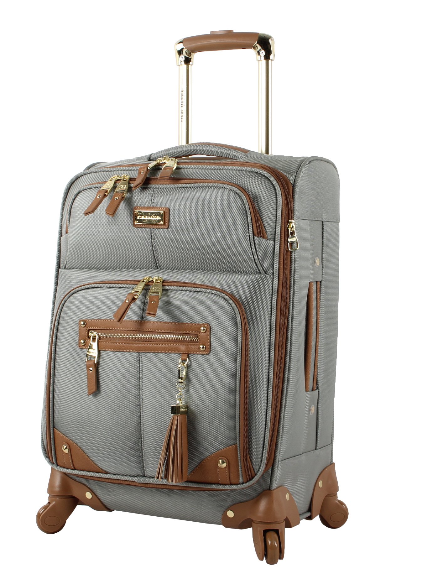 Steve Madden Unisex-Adult (Luggage only) Carry on Bag with Spinner Wheels, Harlo Gray, 21.5 inches
