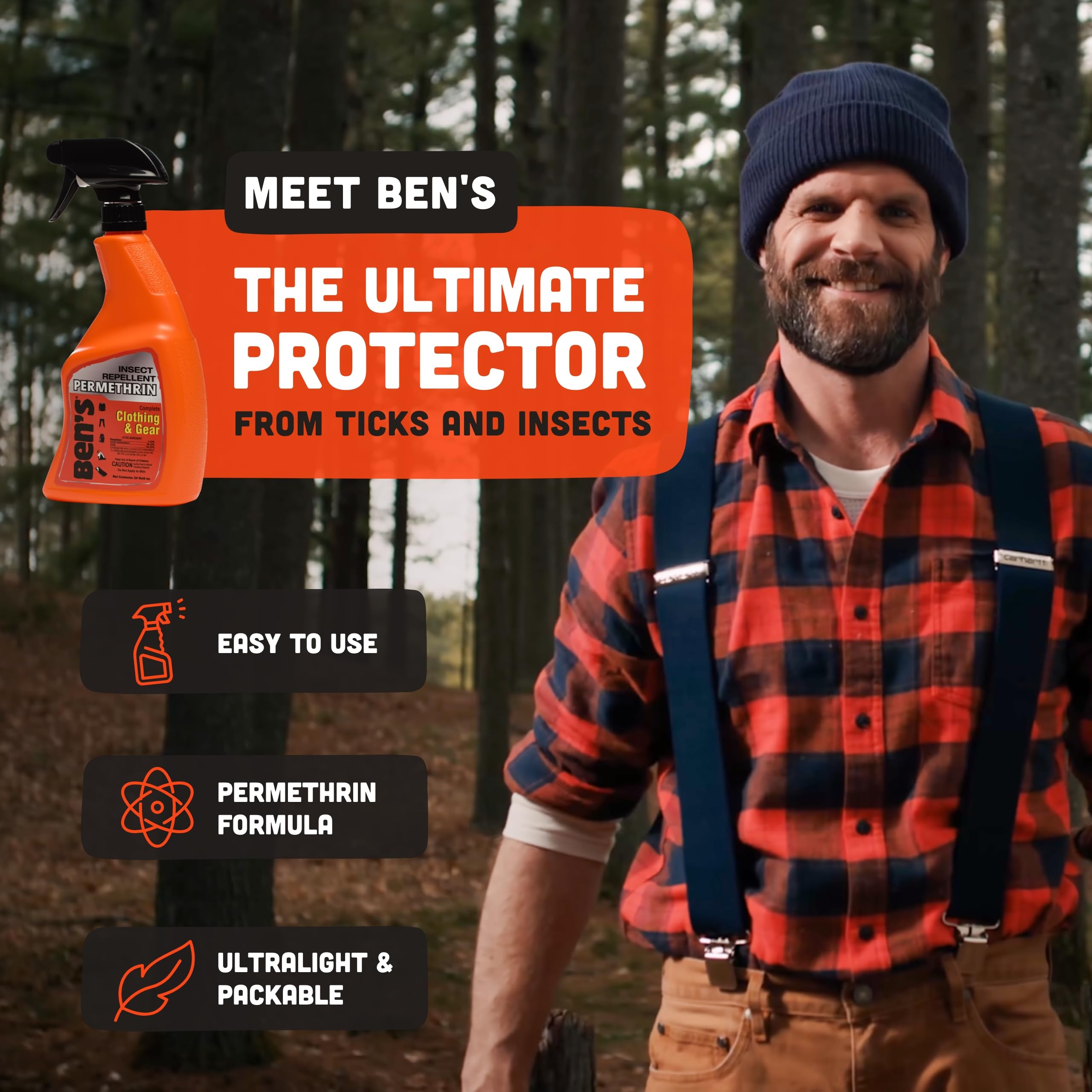 Ben's Clothing & Gear Insect Repellent - Long-Lasting Insect Protection Spray for Clothes & Gear - Contains Permethrin & Lasts Up to 6 Weeks - 24 fl oz