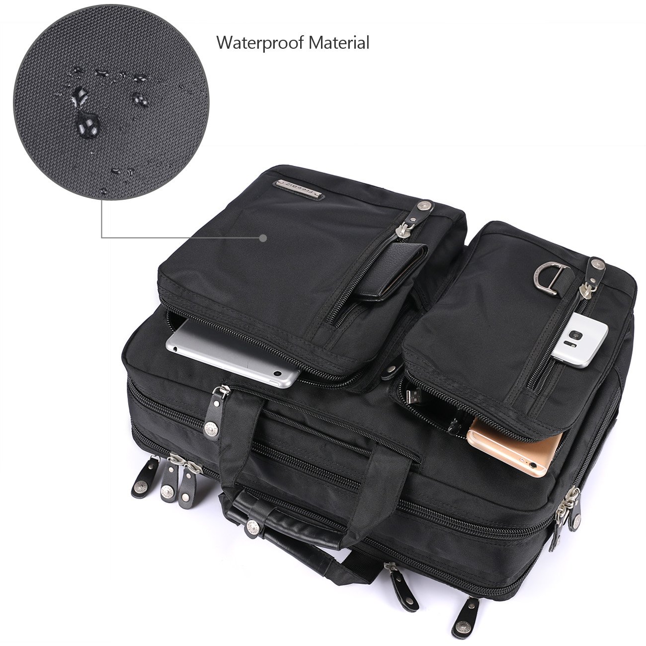 FREEBIZ Laptop Bag Convertible Backpack Business Briefcase Messenger Bag for 17.3 Inch Laptop Computer Notebook Chromebook for Men Women (Black)