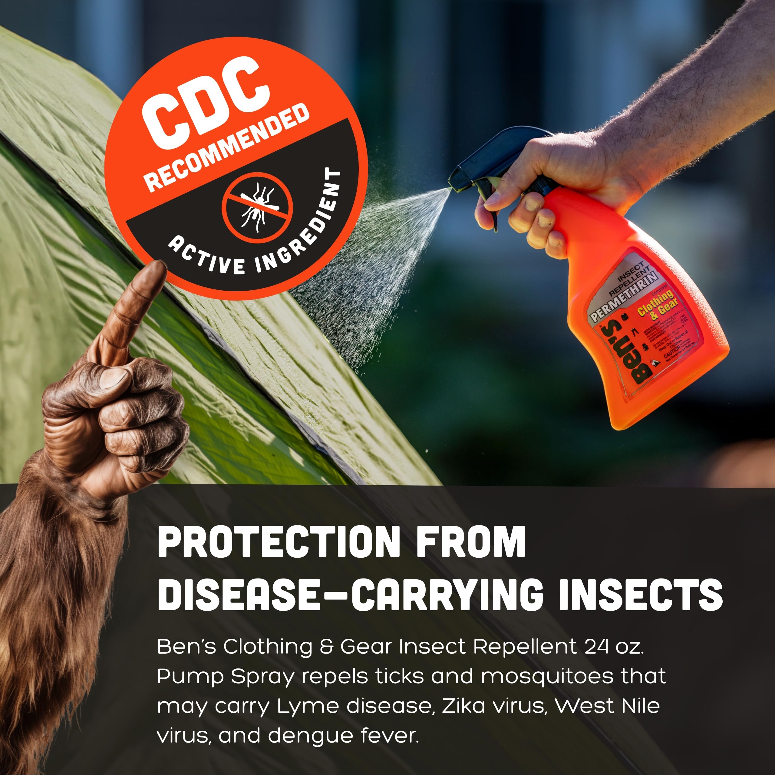 Ben's Clothing & Gear Insect Repellent - Long-Lasting Insect Protection Spray for Clothes & Gear - Contains Permethrin & Lasts Up to 6 Weeks - 24 fl oz