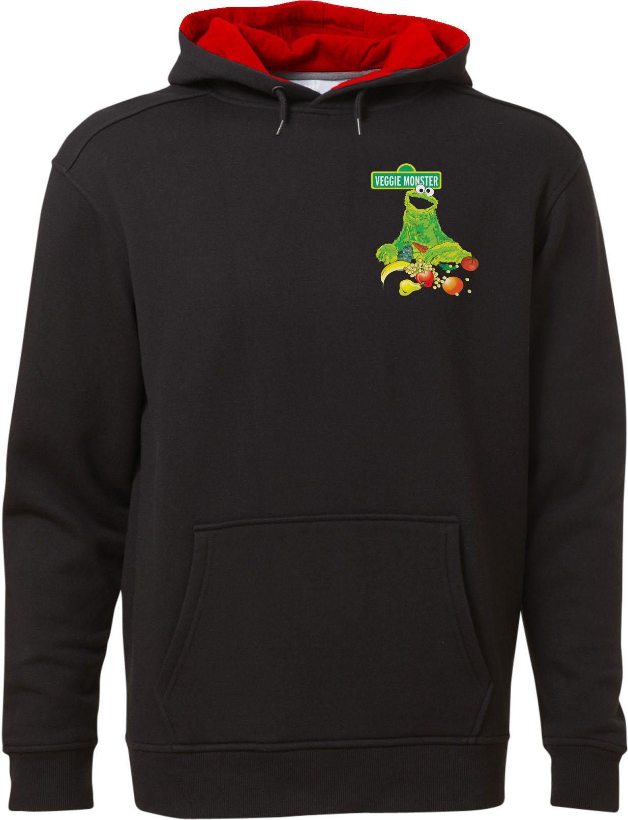 BSW Men's Veggie Monster Cookie Vegan Meme Crest Hoodie 4XL Blk/Red