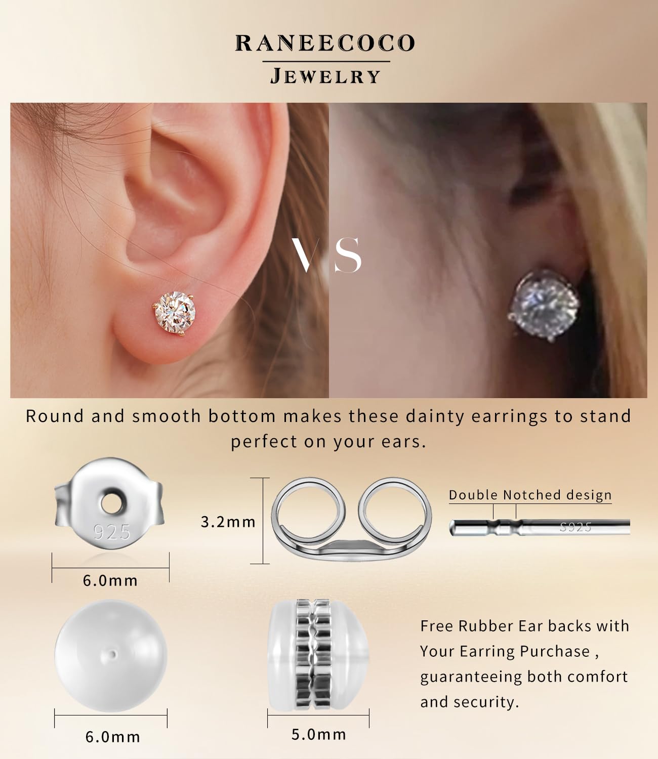 "STUNNING FLAME" 18K Gold Plated Silver Brilliant Cut Simulated Diamond Cubic Zirconia Stud Earrings(white-gold-plated-silver, 0.9)