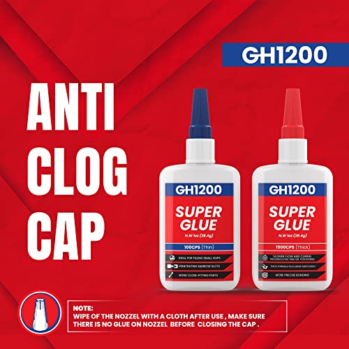 2 Oz Value Pack (57-Gram) Strong Super Glue All Purpose with Anti Clog Cap. Super Fast Thick and Strong Adhesive SuperGlue. Cyanoacrylate Glue for Hard Plastics, DIY Craft, Metal and Many More