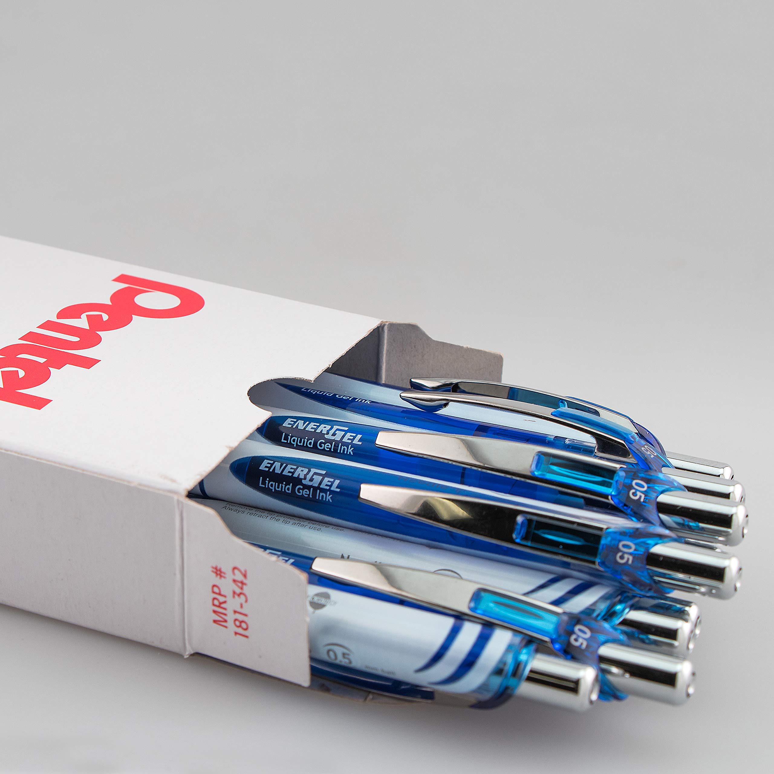 Pentel EnerGel Pearl RTX Retractable Liquid Gel Pen, (0.5mm), Fine Line, Needle Tip, Blue Ink, Box of 12 (BLN75PW-C)