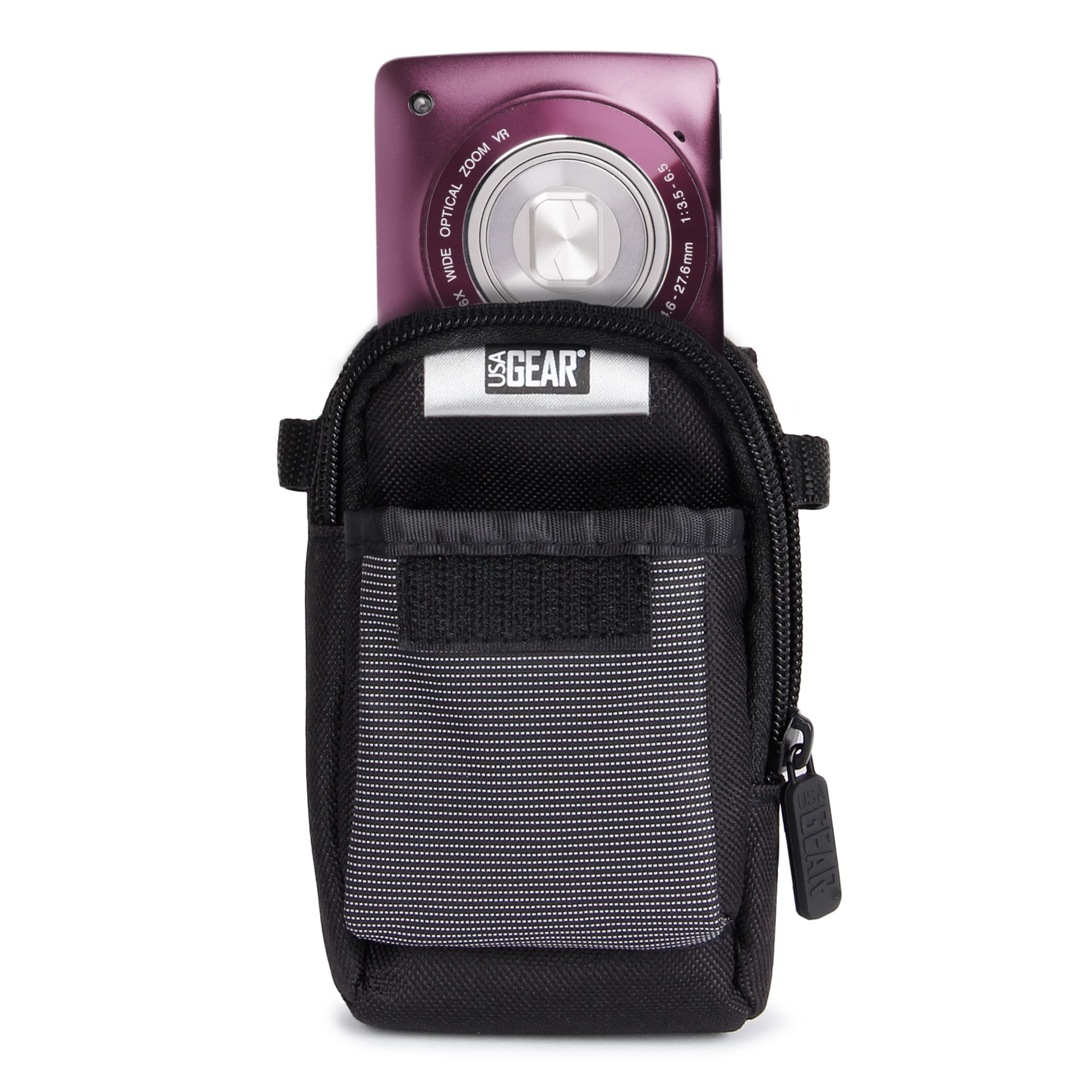 USA Gear Small Camera Bag Compatible with Ricoh GR III, Sony Cybershot, Nikon Coolpix, Kodak Pixpro FZ55 and more - Digital Camera Carrying Case with Belt Loop, Shoulder Strap, Weather Resistant