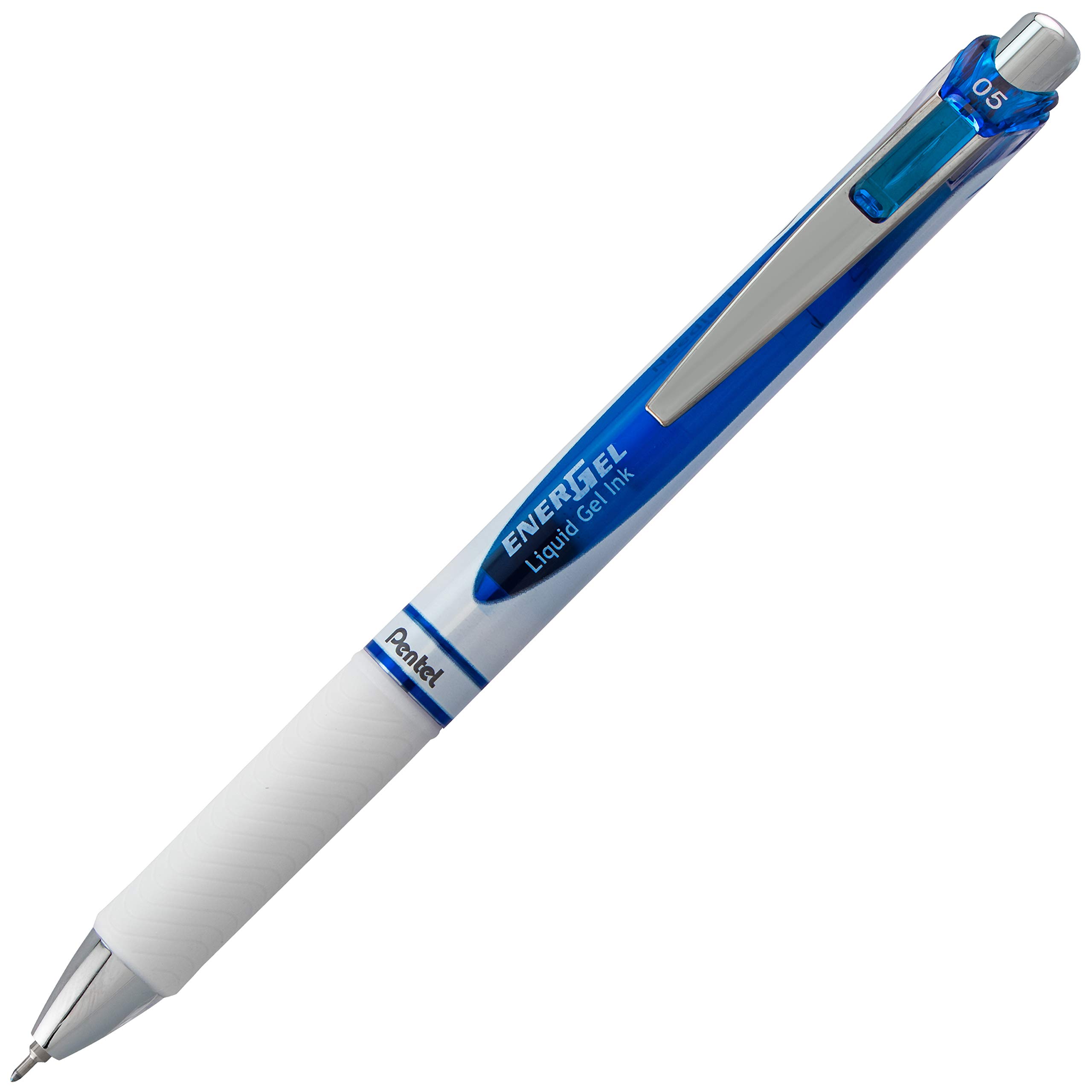 Pentel EnerGel Pearl RTX Retractable Liquid Gel Pen, (0.5mm), Fine Line, Needle Tip, Blue Ink, Box of 12 (BLN75PW-C)