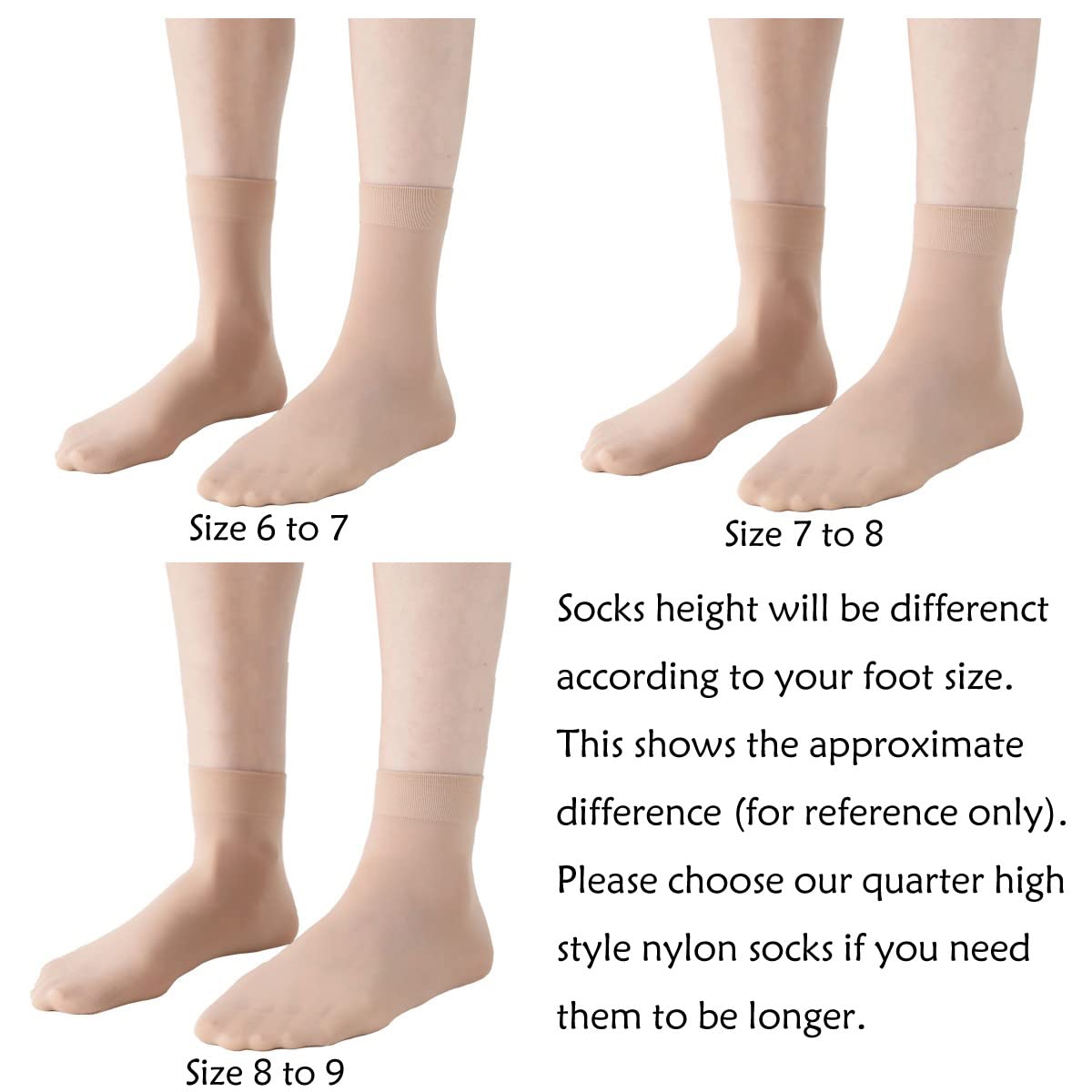 Fitu Women's 10 Pairs Pack Nylon Ankle Tights Hosiery Socks (Black) One Size Black