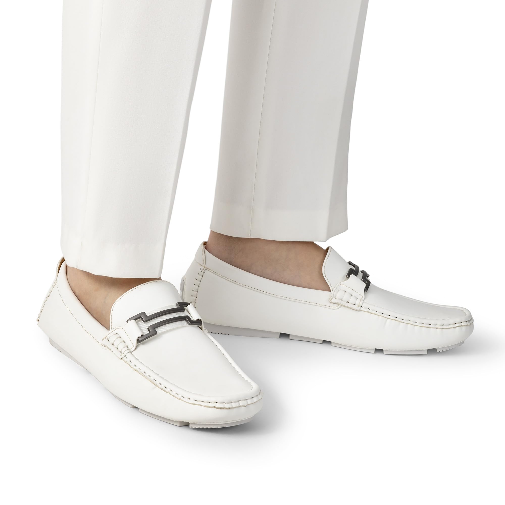 Bruno Marc Men's Driving Penny Loafers Casual Slip-on Moccasins Shoes,Size 8.5,White,HUGH-01