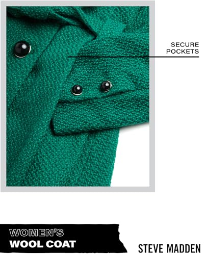 Steve Madden Women's Single Breasted Wool Coat, Green, Small