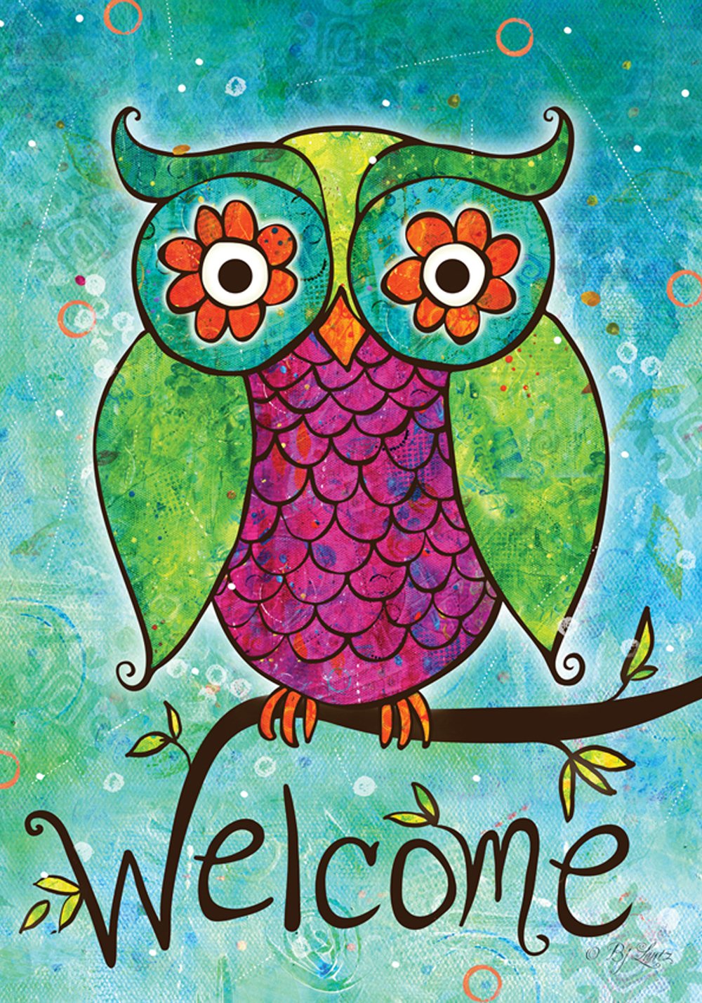 Toland Home Garden 109432 Rainbow Owl Welcome Flag 28x40 Inch Double Sided Welcome Garden Flag for Outdoor House Bird Flag Yard Decoration