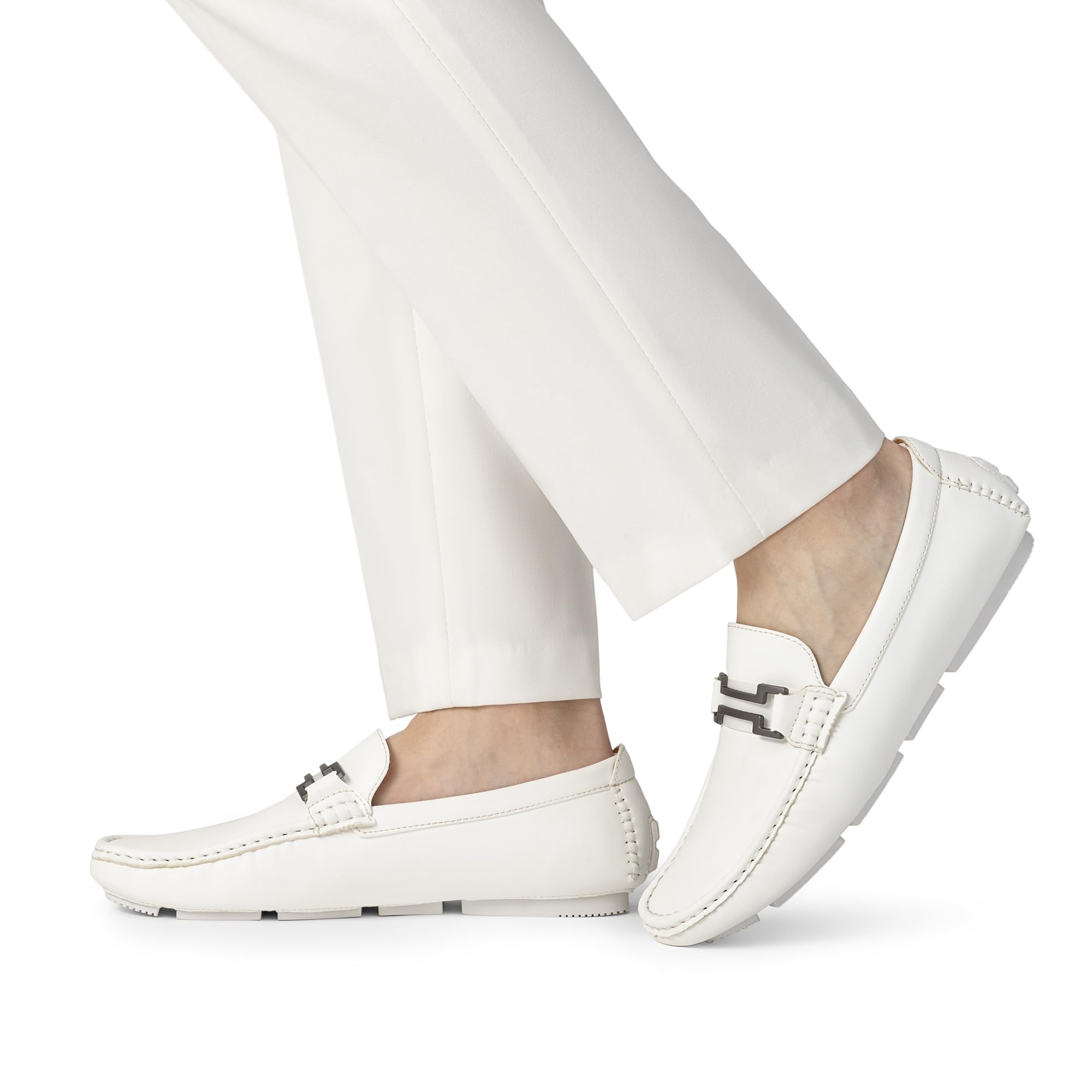Bruno Marc Men's Driving Penny Loafers Casual Slip-on Moccasins Shoes,Size 8.5,White,HUGH-01