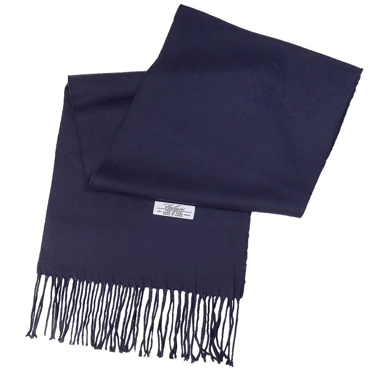 Falari Men Women Unisex Cashmere Feel Scarf 78" x 12" Solid Color Navy A19-02