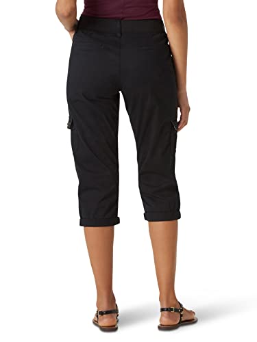 Lee Women's Relaxed Fit Austyn Knit Waist Cargo Capri Pant, Black, 12
