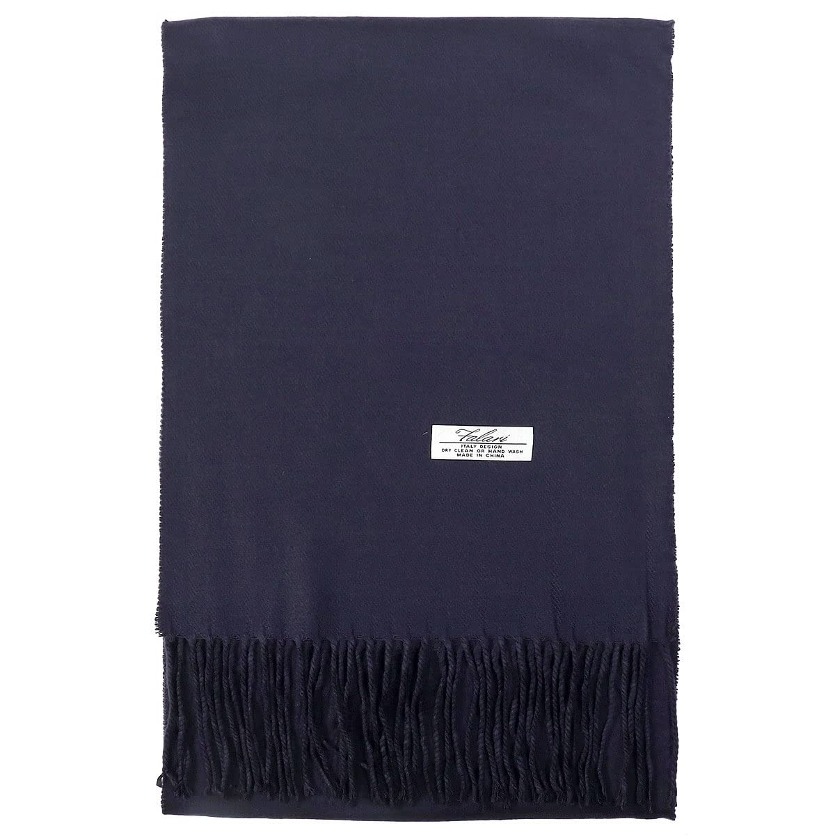 Falari Men Women Unisex Cashmere Feel Scarf 78" x 12" Solid Color Navy A19-02