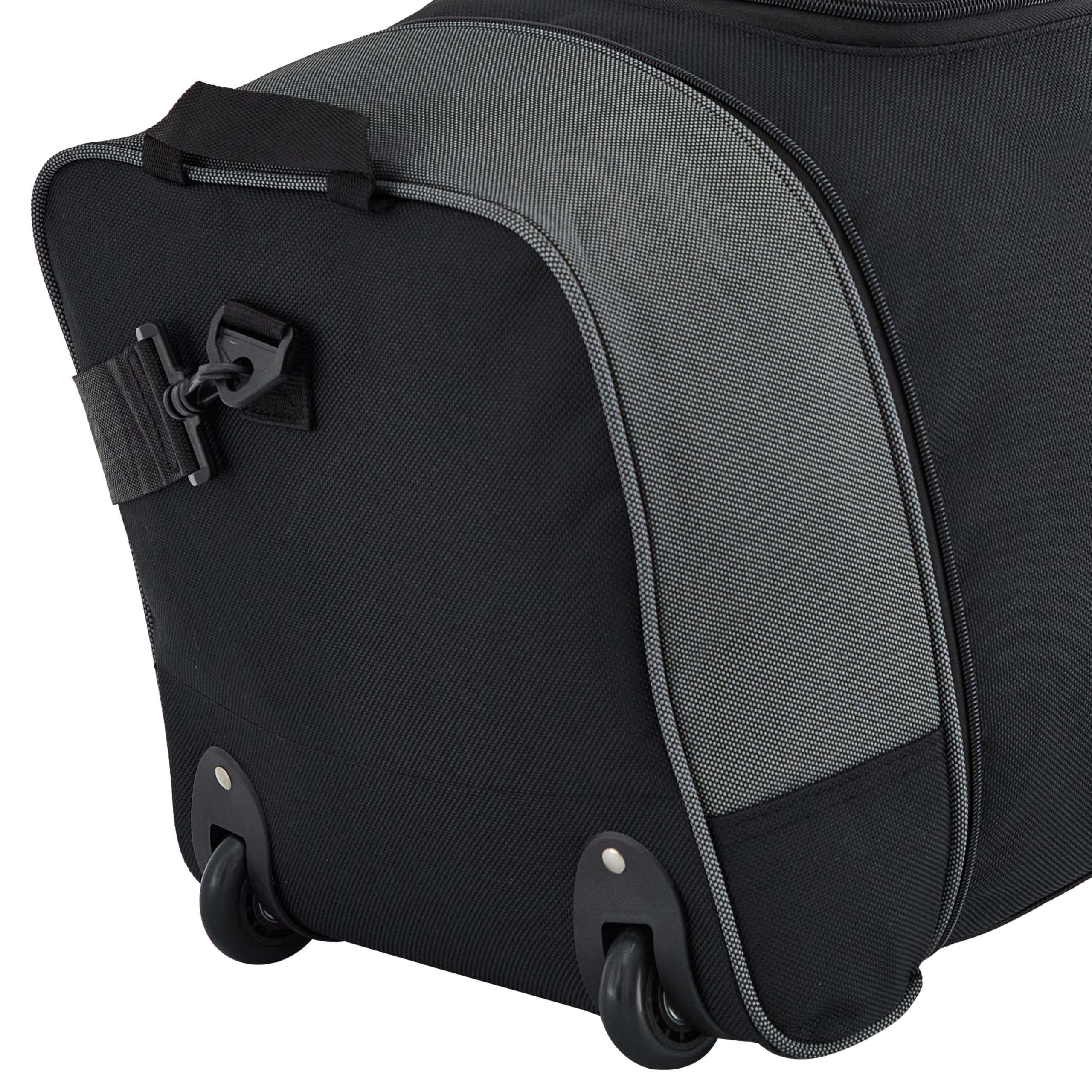 Travelers Club 32-Inch Collapsible Expandble Travel Rolling Duffel Bag, Black/Gray