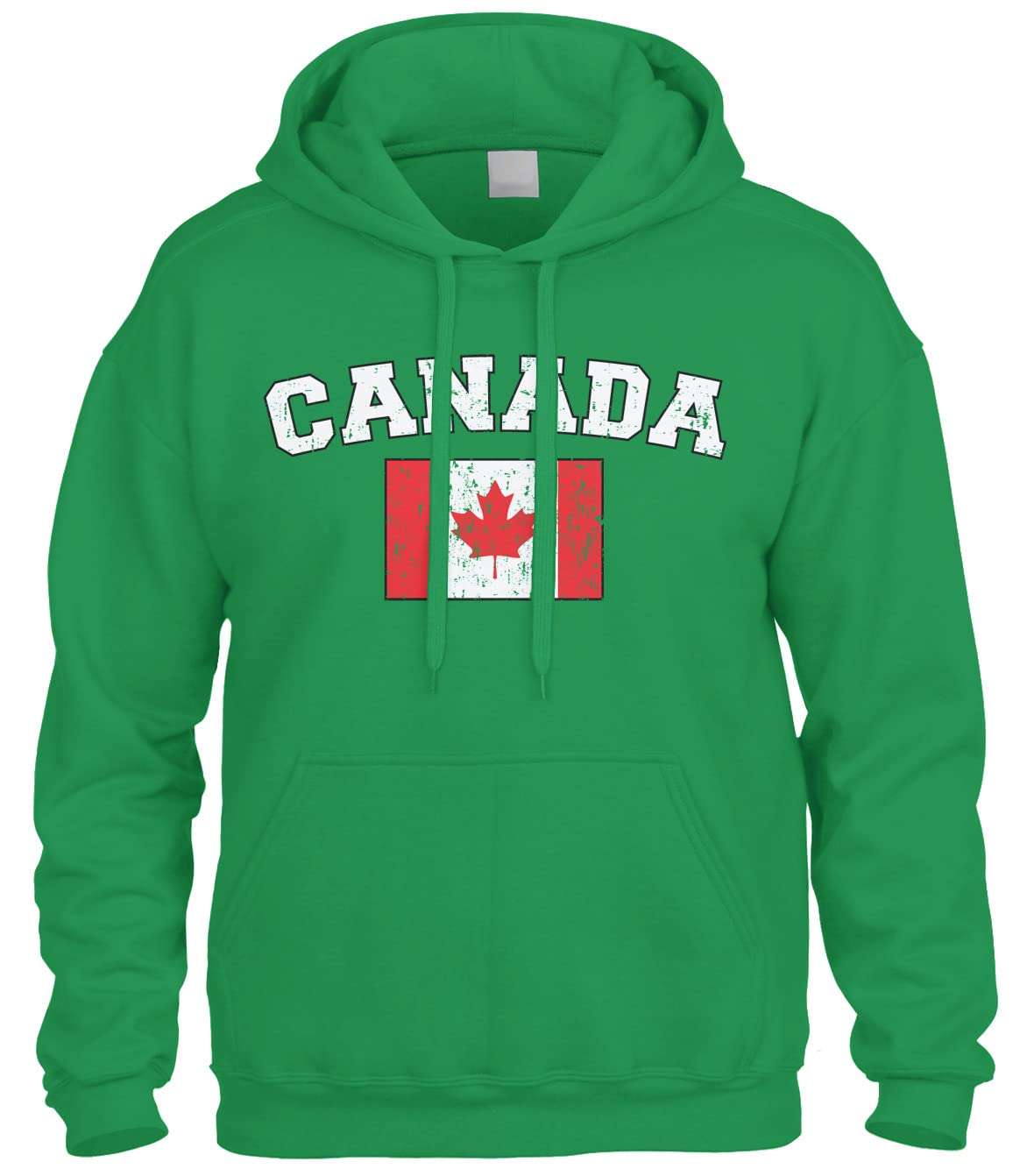 Cybertela Faded Distressed Canadian Canada Flag Sweatshirt Hoodie Hoody (Kelly Green, 3X-Large)