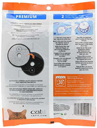 Catit Fresh & Clear Dual Action Cat Water Fountain Replacement Filters, 2-Pack