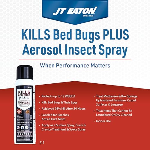 JT Eaton 217 Bed Bug Killer Plus, Non-Staining Water-Based Insect Spray for Indoors (17.5 oz)