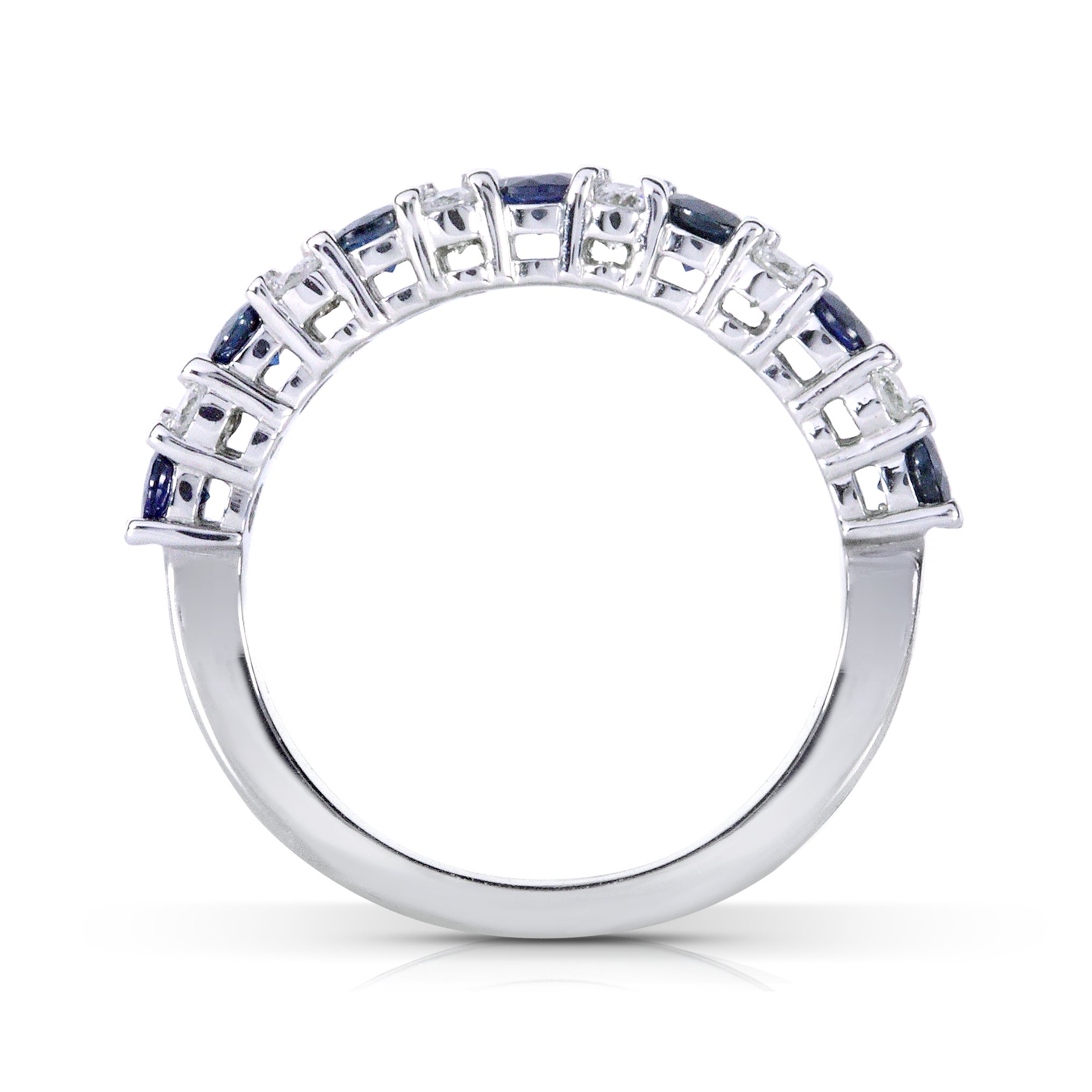 Kobelli Diamond and Blue Sapphire Band 1 carat (ctw) in 14k White Gold, Size 7, White Gold