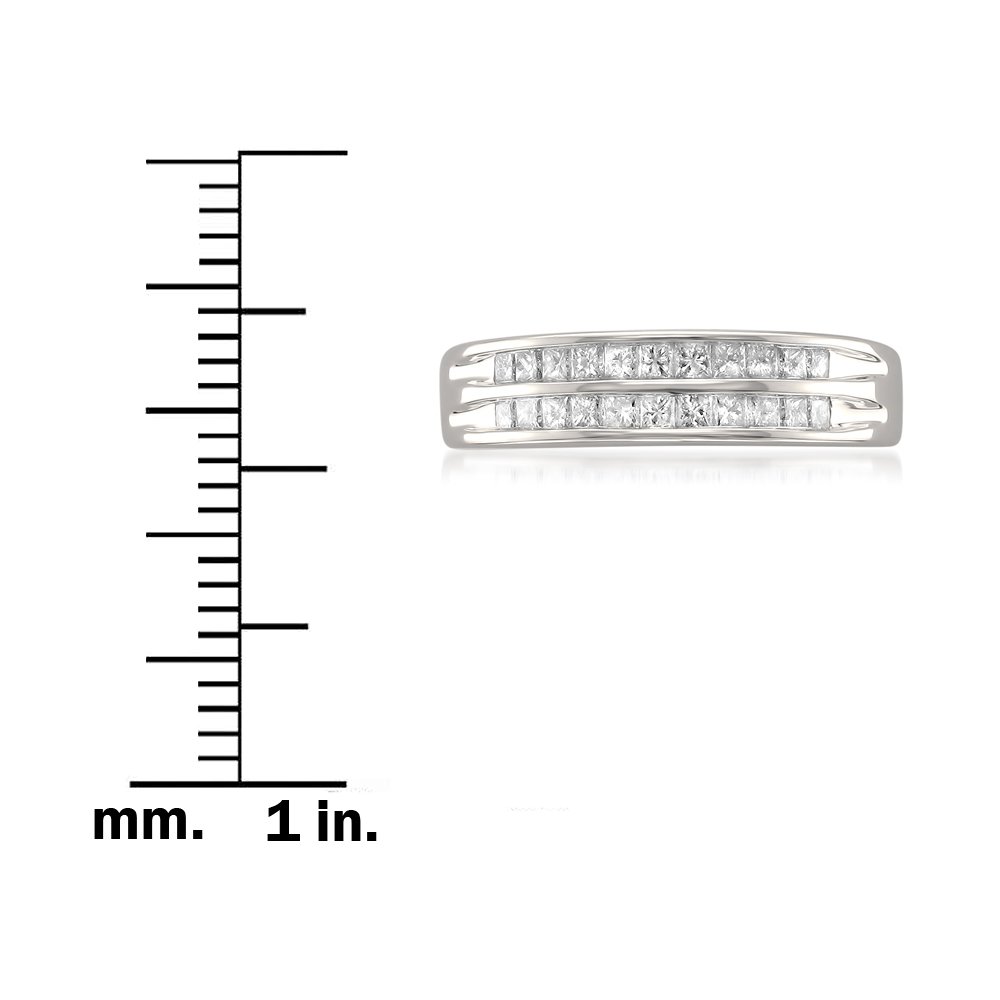 Beyond Brilliance 1/2 Carat Diamond, Channel-Set 14K White Gold Princess Cut Diamond Double Row Bridal Wedding Band Ring (I-J, I1-I2)