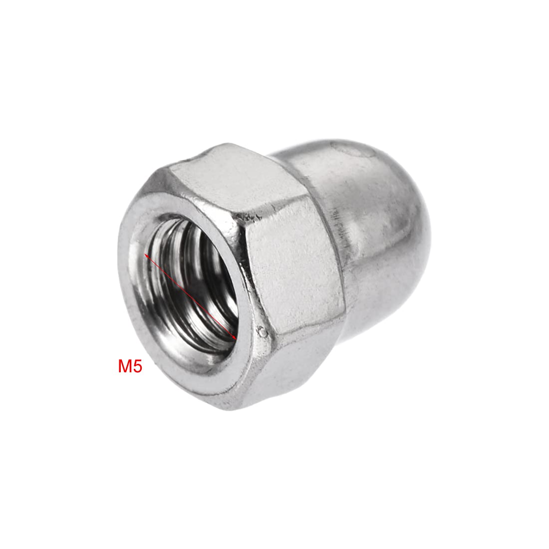 uxcell Acorn Hex Cap Nuts - 30Pcs M5 Dome Nuts 304 Stainless Steel Hexagon Decorative Cap Nut for Screws Bolts Silver Tone