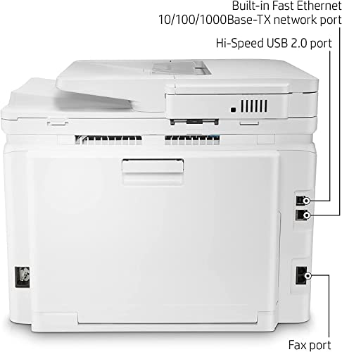 HP Color Laserjet Pro MFP M283cdw Wireless All-in-One Laser Printer, White - Print Scan Copy Fax - 2.7" LCD Display, 22 ppm, 600 dpi, Auto 2-Sided Printing, 50-Sheet ADF, Ethernet, USB, Cbmoun