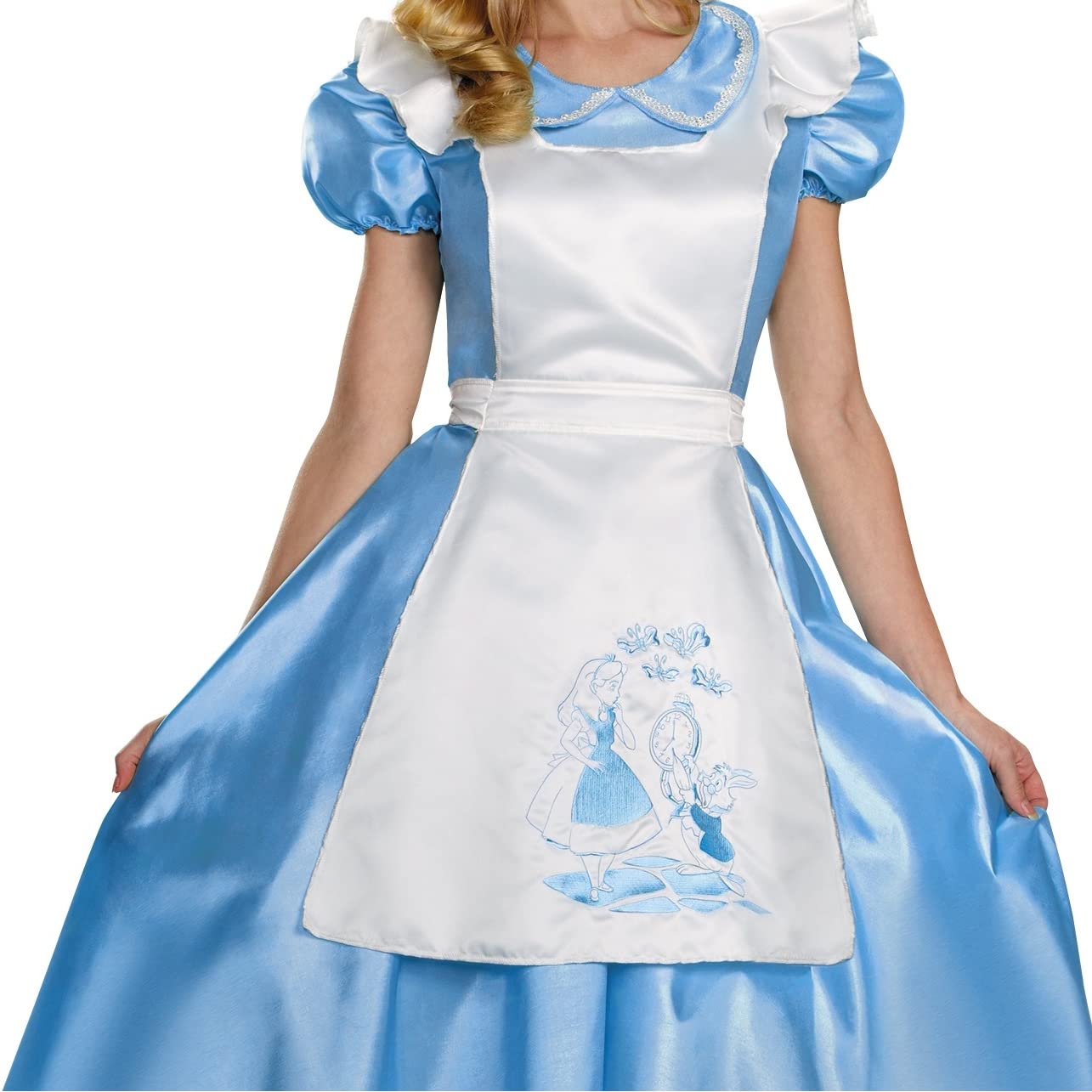 Disguise Costumes Women's, Official Disney Alice in Wonderland Costume Outfit with Headband, As Shown, Small (4-6)