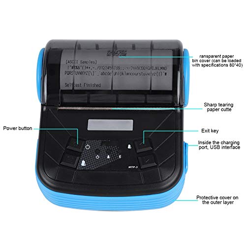 ASHATA Thermal Receipt Printer, Portable 80mm USB Wireless Bluetooth Thermal Bill Printer Receipt Printer Support iOS/Android for Supermarkets/Shopping Malls/Restaurants/Cake Shops(Black)