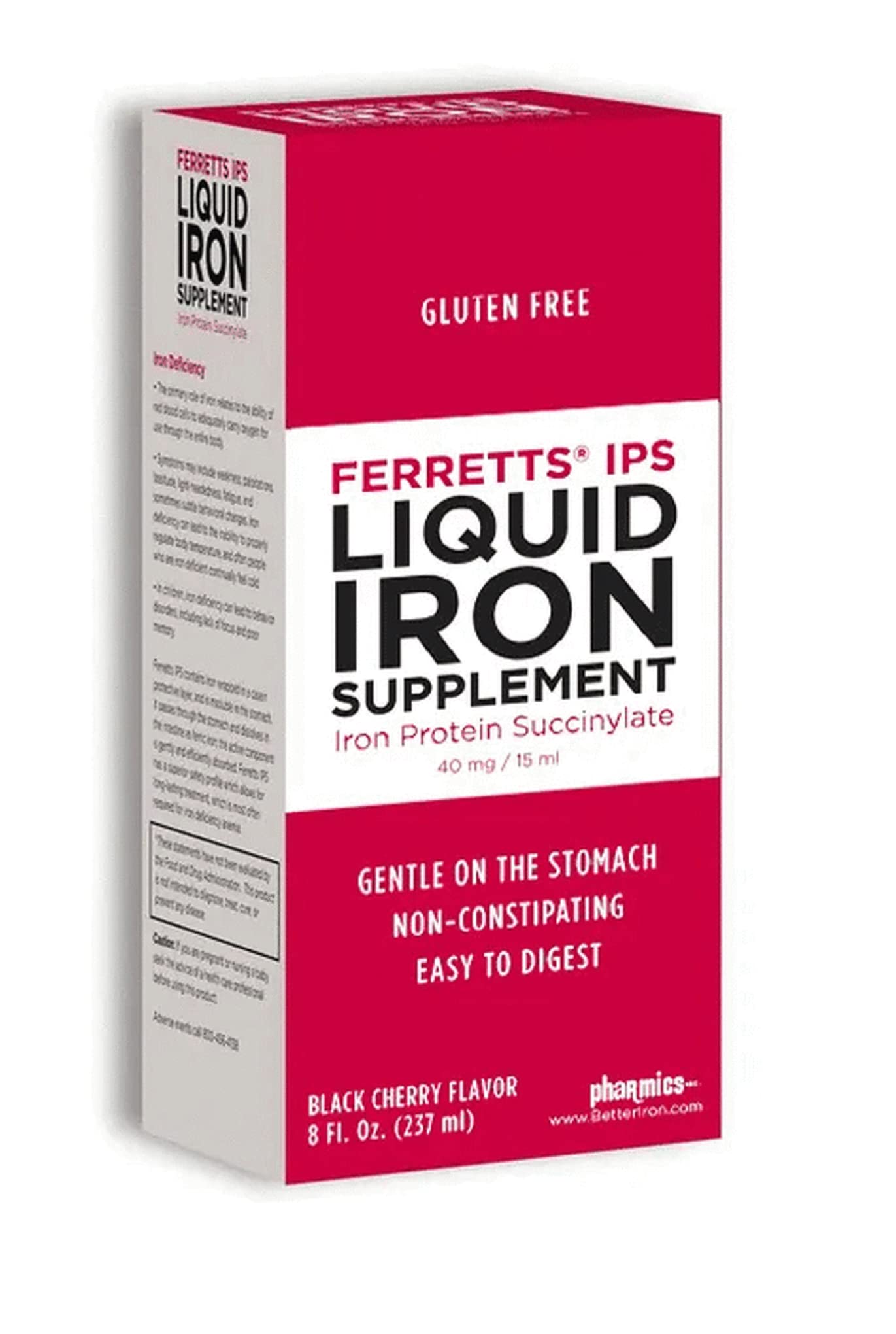 Ferretts Liquid Iron Supplement 40mg (IPS) - 8 Fl Oz. of Black Cherry Flavored High Potency Iron Supplements for Kids & Pregnant Women - Gentle & Non-Constipating Yummy Liquid Iron Supplement