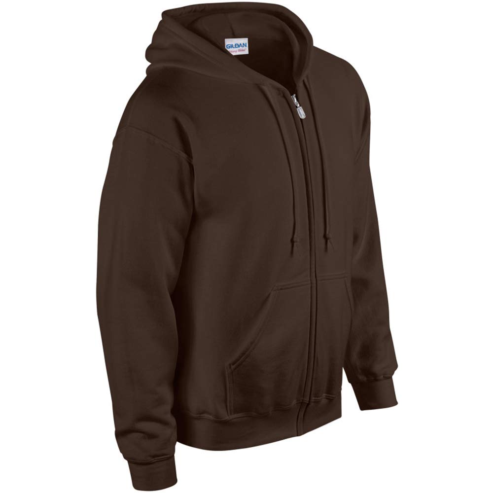 Gildan Heavy Blend Unisex Adult Full Zip Hooded Sweatshirt Top (2XL) (Dark Chocolate)
