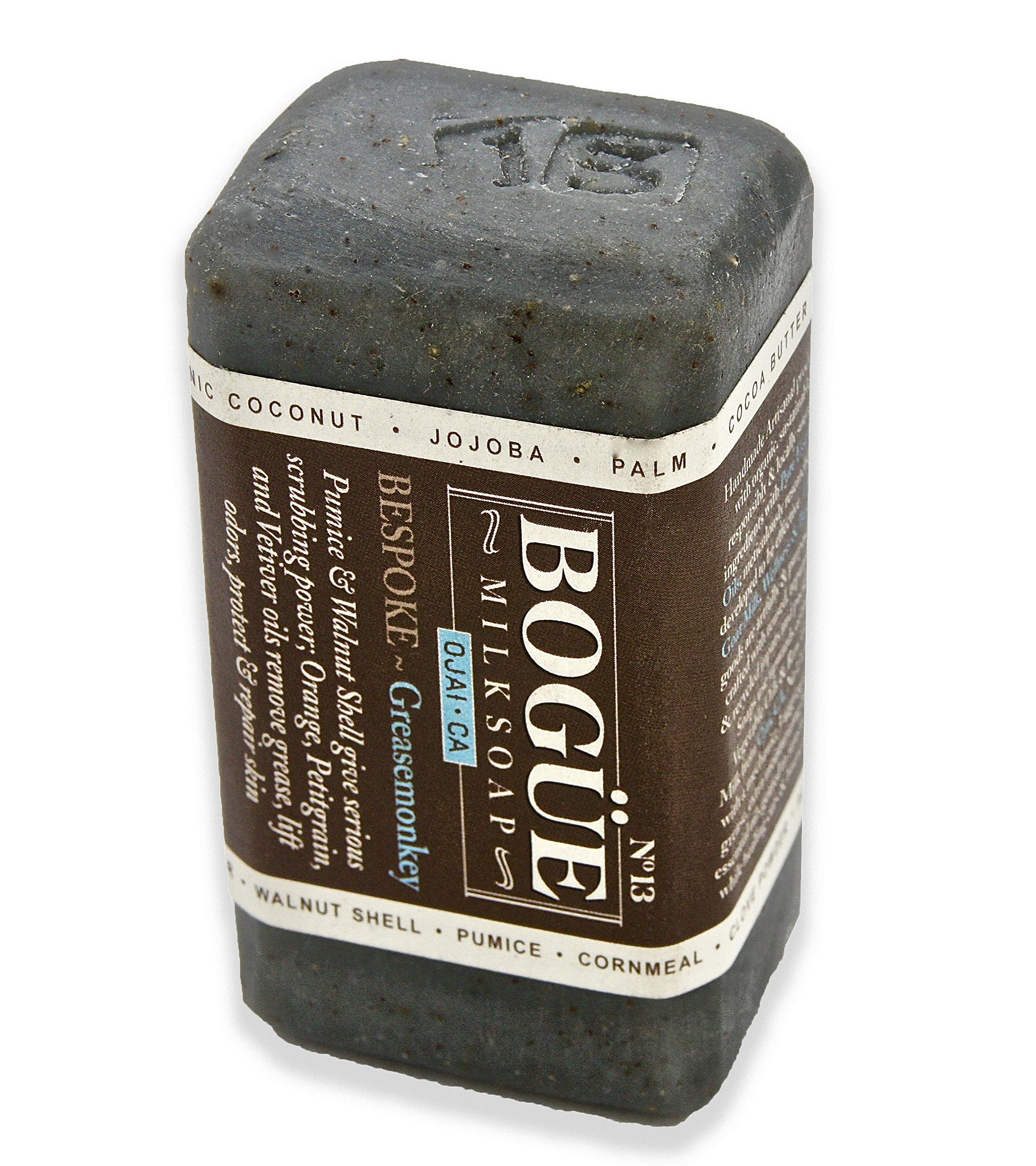 Handmade Goat Milk Soap 2 bars- BOGUE No.13 BESPOKE Greasemonkey Blend has serious scrubbing power. Essential oils of Orange & Vetiver remove grease, help protect & heal working hands.