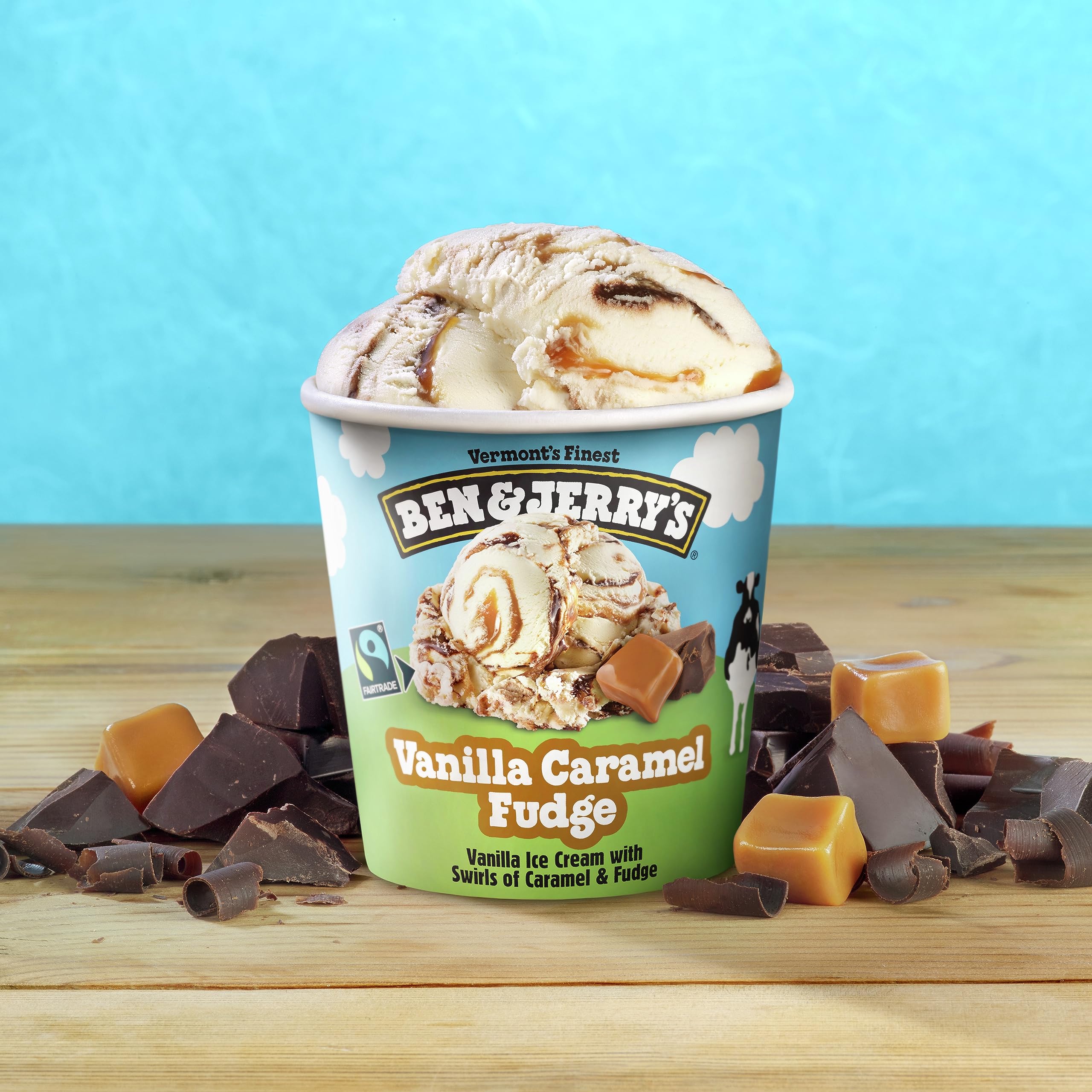 Ben & Jerry's Vanilla Caramel Fudge Ice Cream Pint Non-GMO 16 oz