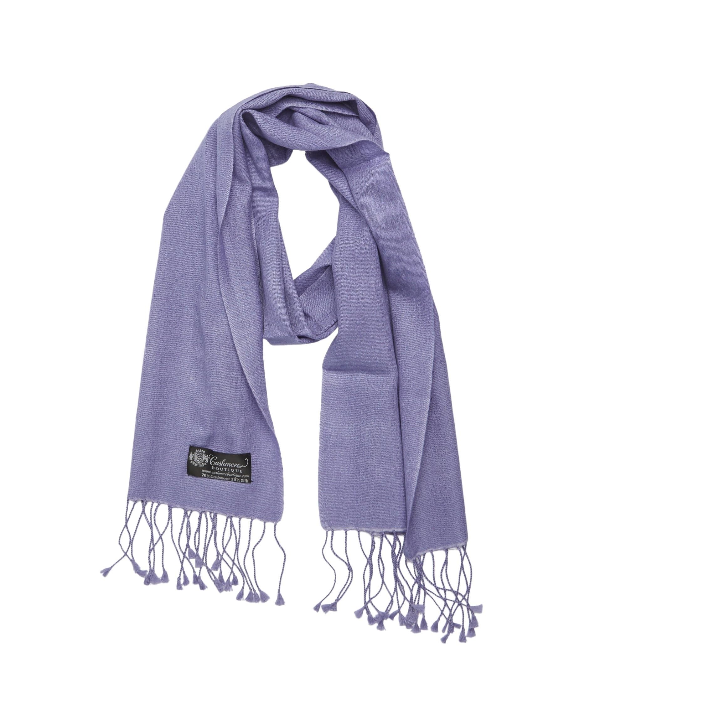 Cashmere Boutique Women Pashmina Scarf for Daily Wear, Wedding, Evening Party, and Winter Warm - 70% Cashmere and 30% Silk - Purple, 12" x 60"