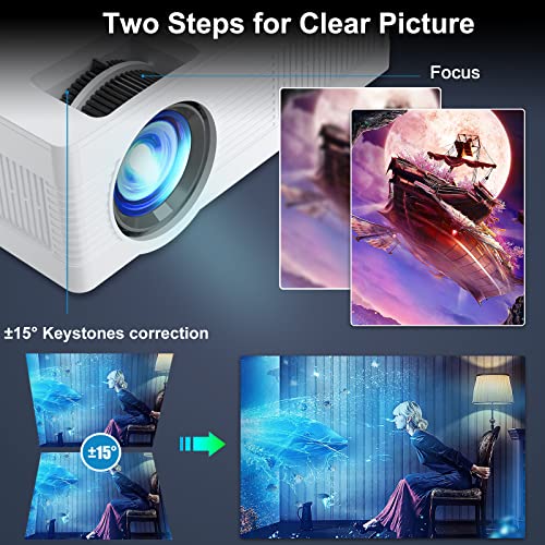 Projector 9500 Lumens, Mini Movie Portable Projectors, COMAOGO 220 inch Display, 1080P Support TV Stick, HDMI, TF and USB for Outdoor/Home Projection