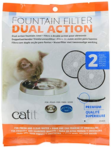Catit Fresh & Clear Dual Action Cat Water Fountain Replacement Filters, 2-Pack