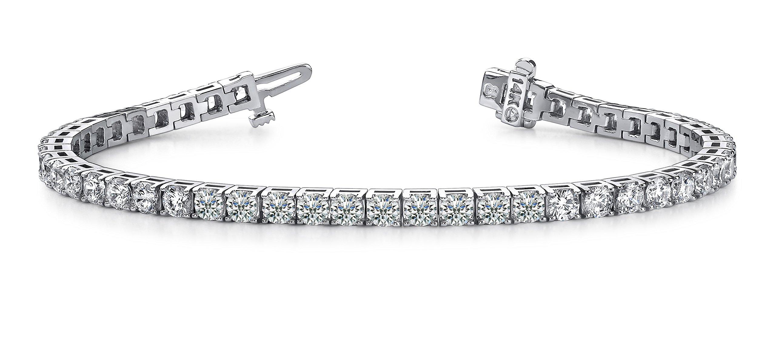 Houston Diamond District 10 Carat Classic Mined Natural Diamond Tennis Bracelet 4 Prong 14K White Gold Value Plus Collection