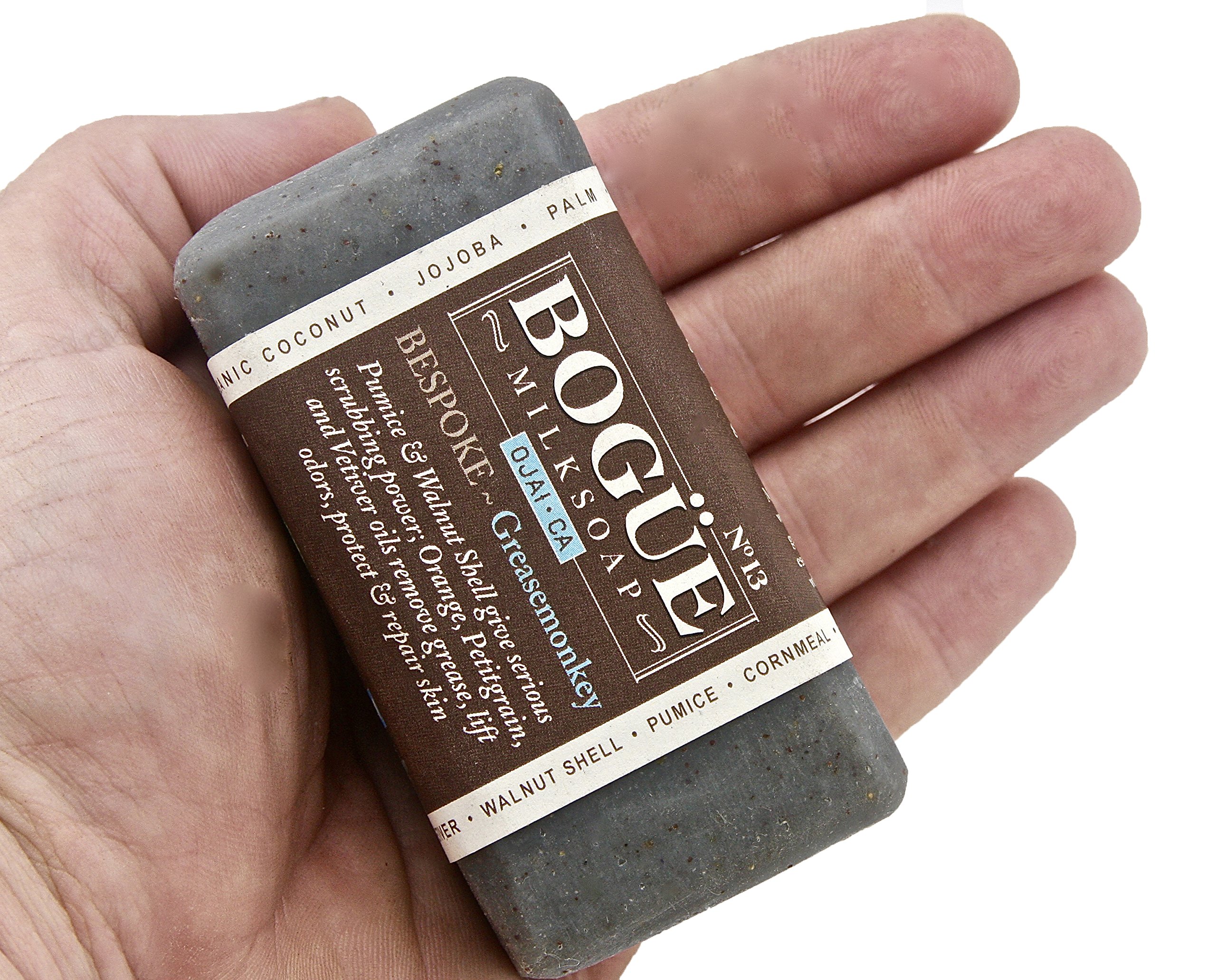 Handmade Goat Milk Soap 2 bars- BOGUE No.13 BESPOKE Greasemonkey Blend has serious scrubbing power. Essential oils of Orange & Vetiver remove grease, help protect & heal working hands.