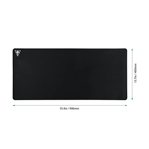 Large Extended Gaming Mouse Pad with Stitched Edges, (35.4X15.7X0.18In) Durable Non-Slip Natural Rubber Base, Waterproof Computer Keyboard Pad Mat for Esports Pros, Gamer, Desktop Office, Home-Black