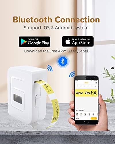 vretti Label Maker Machine with Tape, Portable Bluetooth Label Maker, Wireless Mini Sticker Printer for Office Home Organization Storage Multiple Templates Font Icon Inkless Rechargeable