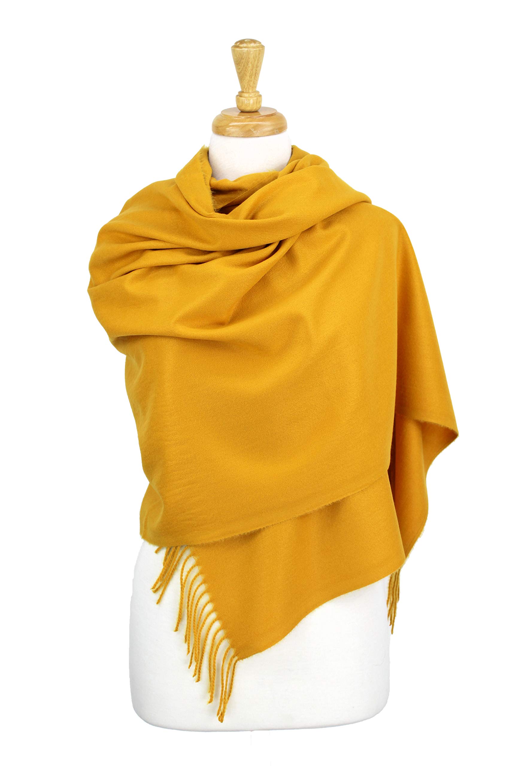 PASKMLNA Large Cashmere Wool Pashmina Shawl Wrap Scarf (Mustard Yellow #2-16)